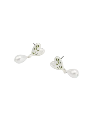 FABLE ENGLAND Niva Mistletoe & Pearl Earrings - Silver