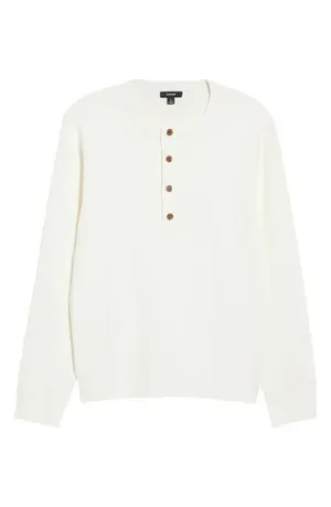 REISS Declan Ribbed Long Sleeve Henley - Ecru
