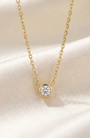 Argento Vivo Lab Grown Diamond Bezel Pendant Necklace