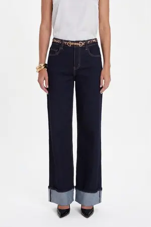 THE NOLI SHOP Claire Palazzo Cuff Jean - Indigo