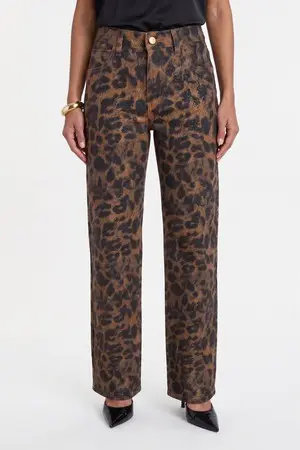 THE NOLI SHOP Marilyn Straight Leg Jeans - Leopard