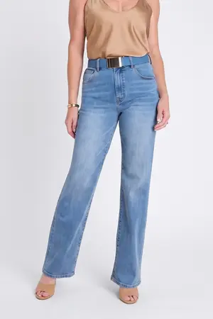 THE NOLI SHOP Marilyn Straight Leg Jeans - Medium Blue