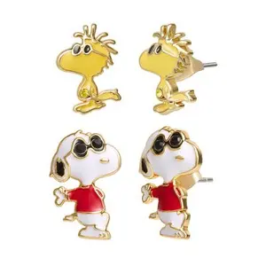 PEANUTS Woodstock And Snoopy Earrings 2 Pairs - Gold