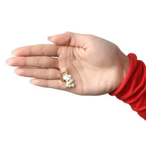 PEANUTS Snoopy Christmas Necklace Clear And Red Crystals