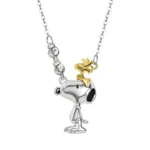 PEANUTS Woodstock And Snoopy Necklace Official License, Two-tone - Silver