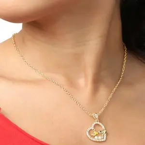 PEANUTS Woodstock And Snoopy Necklace, Crystal Heart Pendant