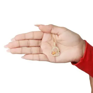 PEANUTS Woodstock And Snoopy Necklace, Crystal Heart Pendant
