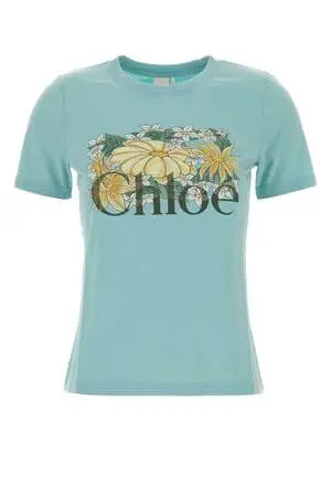 Chloé Turquoise Cotton T-shirt - Blue