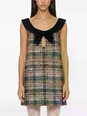 SHUSHU/TONG Tweed Bow-detail Mini Dress
