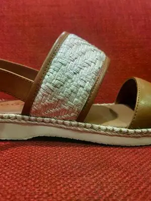 Hogan Raffia-panel Leather Sandals