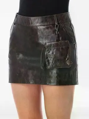 THE GARMENT Short Margo Detachable-pouch Washed Leather Skirt