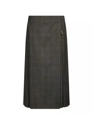 Simone Rocha Prince Of Wales Check Pleated Midi Skirt - Grey
