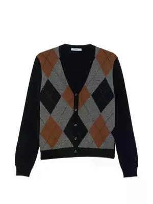 Prada Argyle Cashmere Cardigan - Blue