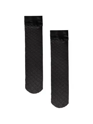 Wolford Blossom Floral-net Socks - Black