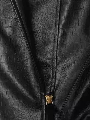 NINEMINUTES The Virgo Crocodile-effect Cropped Jacket