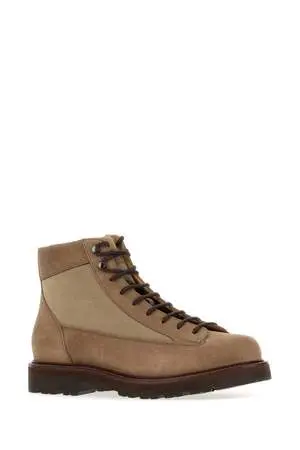 BRUNELLO CUCINELLI Cappuccino Suede And Fabric Ankle Boots