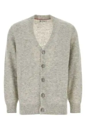 Brunello Cucinelli Melange Grey Alpaca Blend Cardigan - Gray