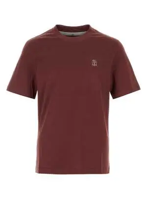 BRUNELLO CUCINELLI Burgundy Cotton T-shirt - Red