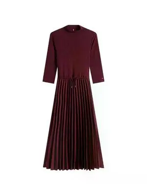 Tommy Hilfiger Midi Rib-knit Pleated Dress