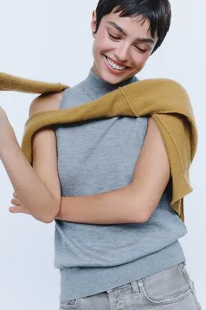 Anthropologie 100% Cashmere Sleeveless Sweater - Grey