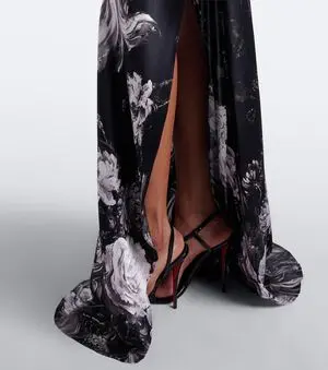 Roberto Cavalli Floral Halterneck Silk Maxi Dress