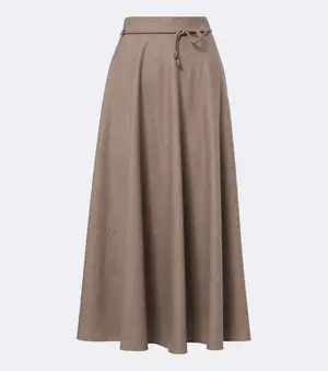 Max Mara Belted Cashmere-blend Midi Skirt