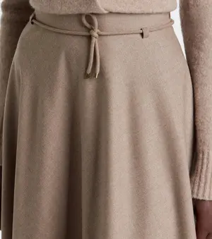 Max Mara Belted Cashmere-blend Midi Skirt