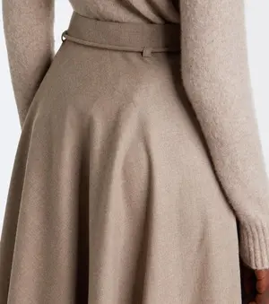Max Mara Belted Cashmere-blend Midi Skirt