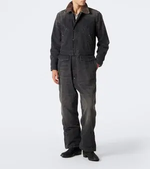 Ralph Lauren Corduroy-trimmed Denim Jumpsuit