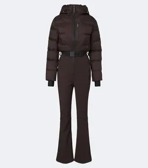 YVES SALOMON Hooded Down Ski Suit - Brown