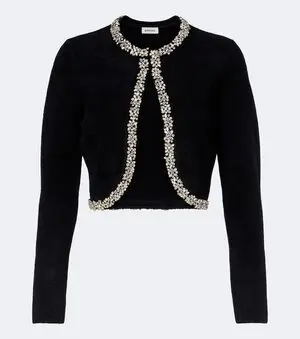Simkhai Embellished Cropped Cardigan - Black