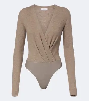 Max Mara Draped Cashmere Bodysuit - Brown