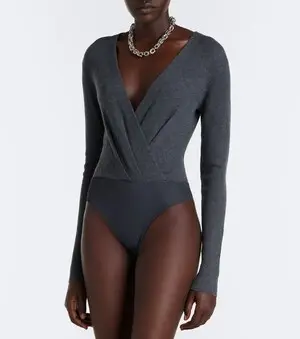 Max Mara Draped Cashmere Bodysuit - Grey