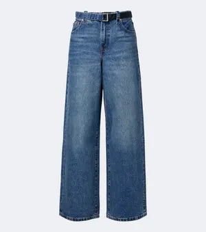 Sacai Belted Wide-leg Jeans - Blue
