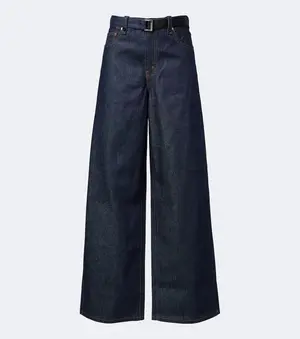 Sacai Belted Wide-leg Jeans - Blue
