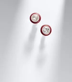 KAMYEN Candy Dots 18kt White Gold And Enamel Earrings Diamonds