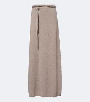 Max Mara Knitted Cashmere Maxi Skirt Brown