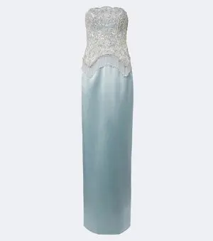 GEORGES HOBEIKA Embellished Satin Corset Gown - Blue