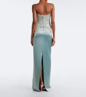 GEORGES HOBEIKA Embellished Satin Corset Gown