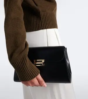 Victoria Beckham Dorian Trapeze Leather Shoulder Bag - Black
