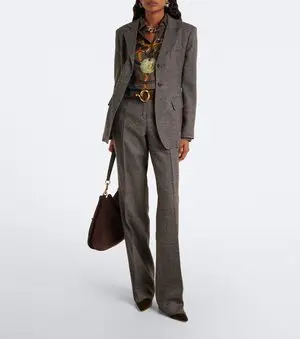 Etro Checked Wool Straight Pants