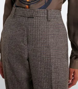 Etro Checked Wool Straight Pants