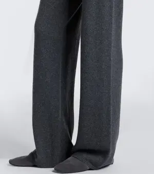 Max Mara Knitted Cashmere Wide-leg Pants - Grey