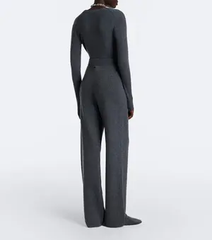 Max Mara Knitted Cashmere Wide-leg Pants - Grey
