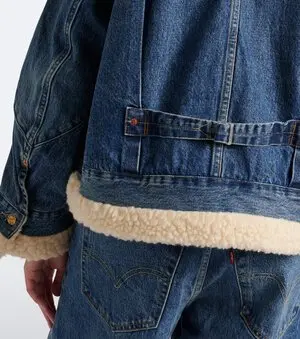 Sacai Leather-trimmed Denim Jacket - Blue