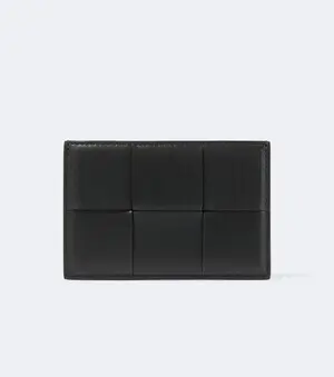Bottega Veneta Cassette Intreccio Leather Card Holder - Green