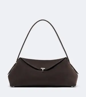 TOTEME T-lock Medium Suede Shoulder Bag - Brown
