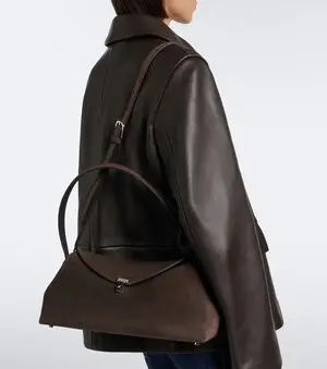TOTEME T-lock Medium Suede Shoulder Bag - Brown