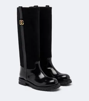 Dolce & Gabbana Dg Leather And Suede Knee-high Boots - Black