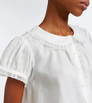 DÔEN Karina Scalloped Ramie Blouse - White